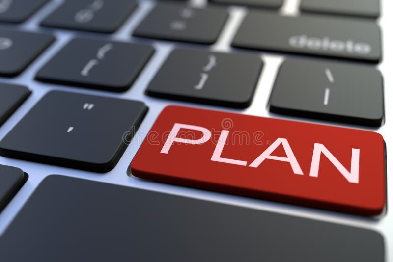 PLAN Key on Computer Keyboard. 3D Rendering Stock Illustration ...