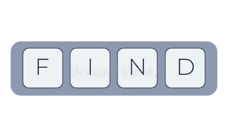 Computer Keyboard Key with Key Find. Keyboard Keys Icon Button Stock ...