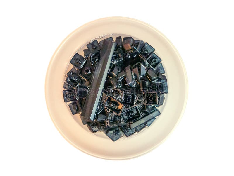 Computer Keyboard Keycaps in Jar with Water Top View Isolated Stock ...