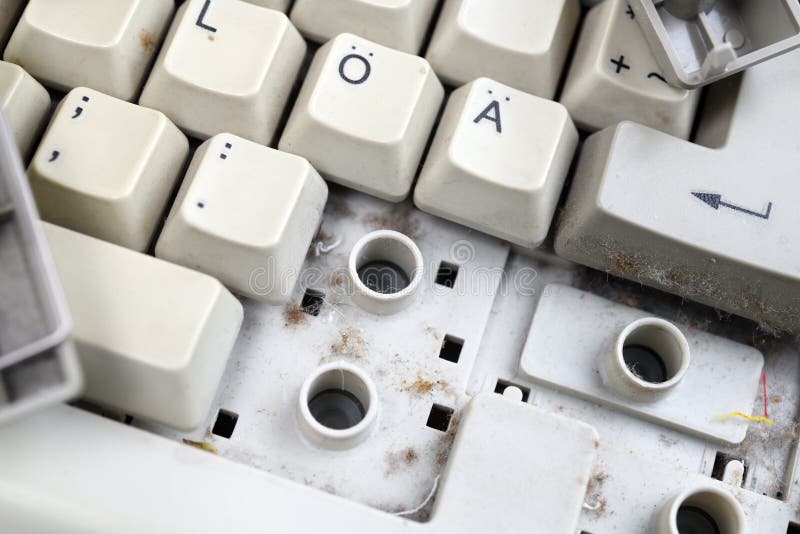 Computer Keyboard with Keys Removed for Cleaning. Dirt and Dust between ...