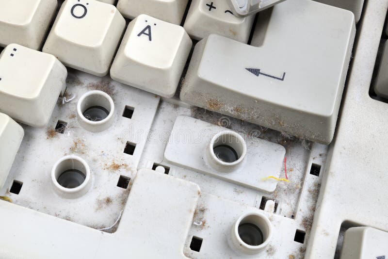 Computer Keyboard with Keys Removed for Cleaning. Dirt and Dust between ...