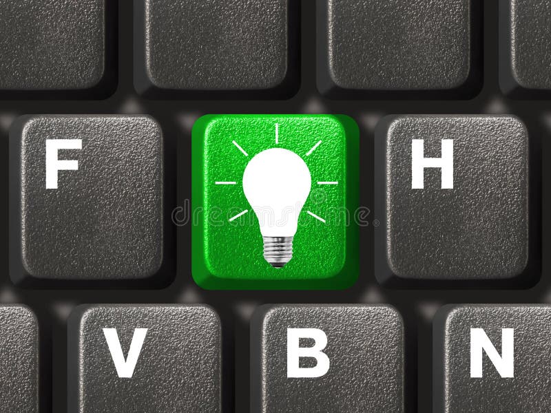 Computer Keyboard with Lamp Key Stock Photo - Image of illumination ...