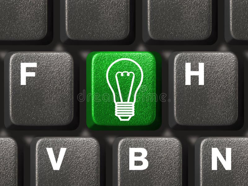 Computer Keyboard with Lamp Key Stock Photo - Image of glowing ...