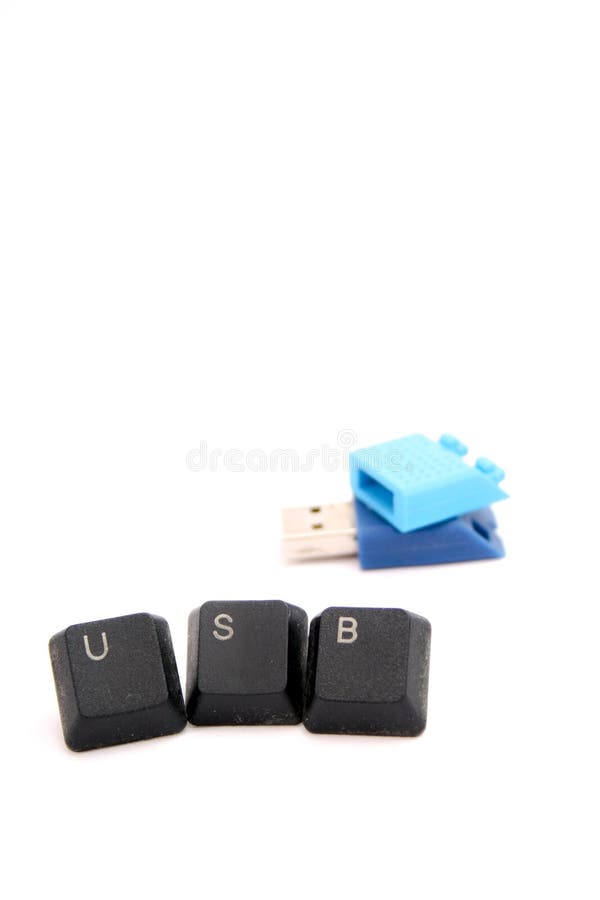 Computer Keyboard Letters USB in Front of USB Flash Drive Stock Image ...