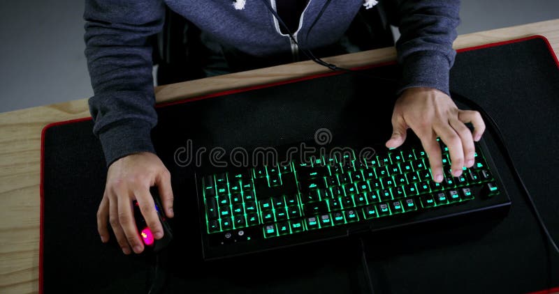 Computer, Keyboard Light and Gaming Man, Nerd or Video Game Tester ...