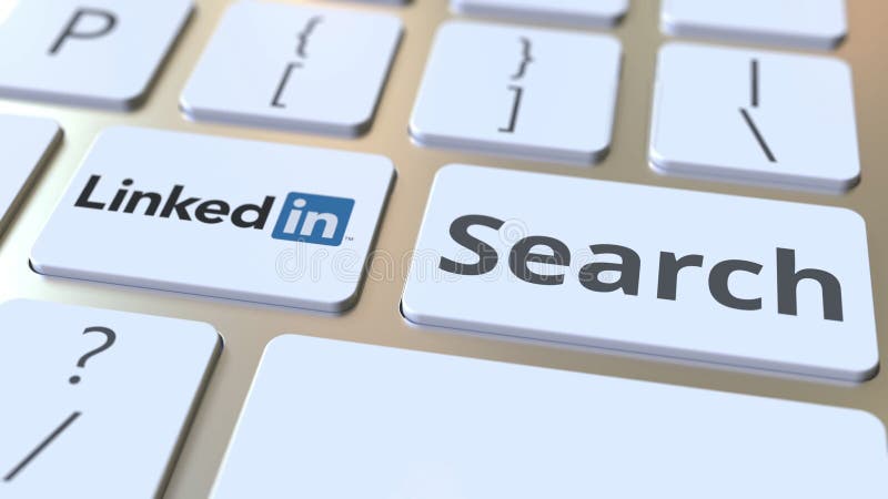 Computer Keyboard with LINKEDIN Logo and Search Text on the Keys ...