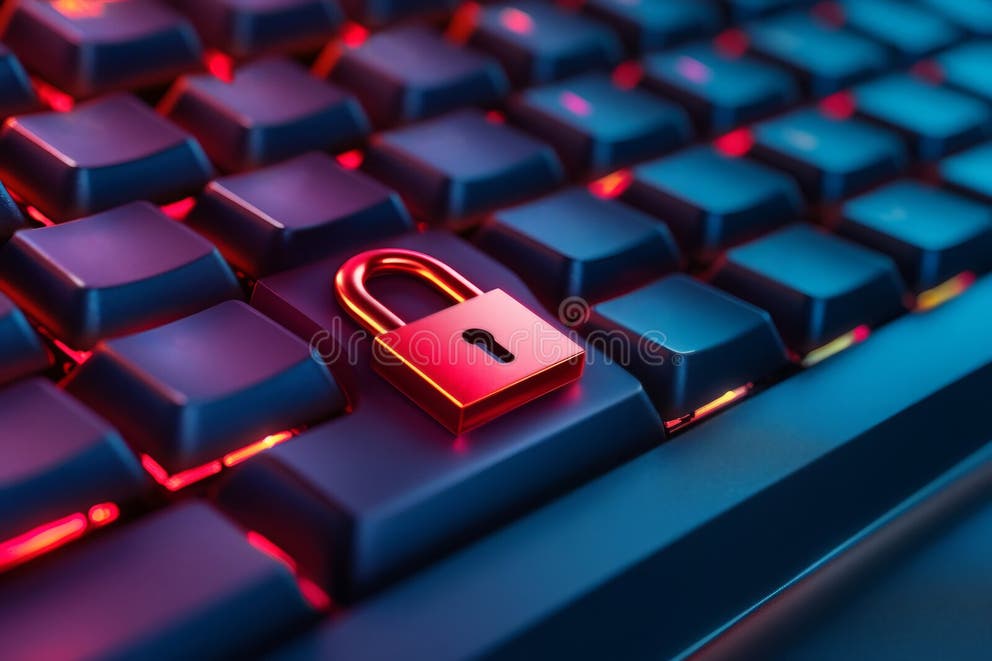 Computer Keyboard with Lock Symbolizing Cybersecurity and Data ...