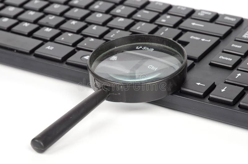 Computer Keyboard and Magnifier Editorial Stock Photo - Image of enter ...