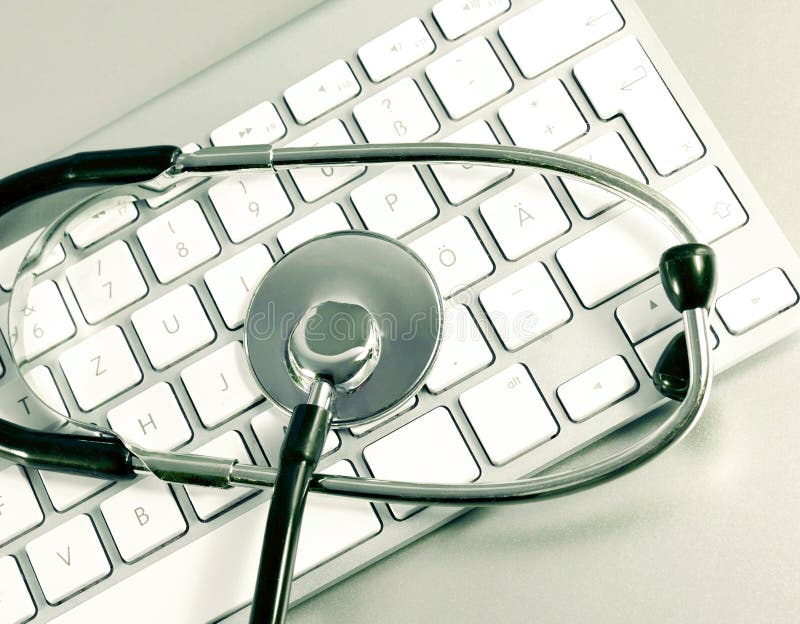 Computer Keyboard and Medical Stethoscope Stock Image - Image of medium ...