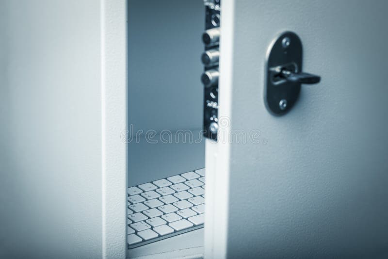 Computer Keyboard in a Metal Locker Concept of Information Security ...