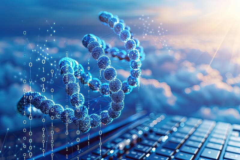 A Computer Keyboard with a Molecular Structure Emerging from it Stock ...