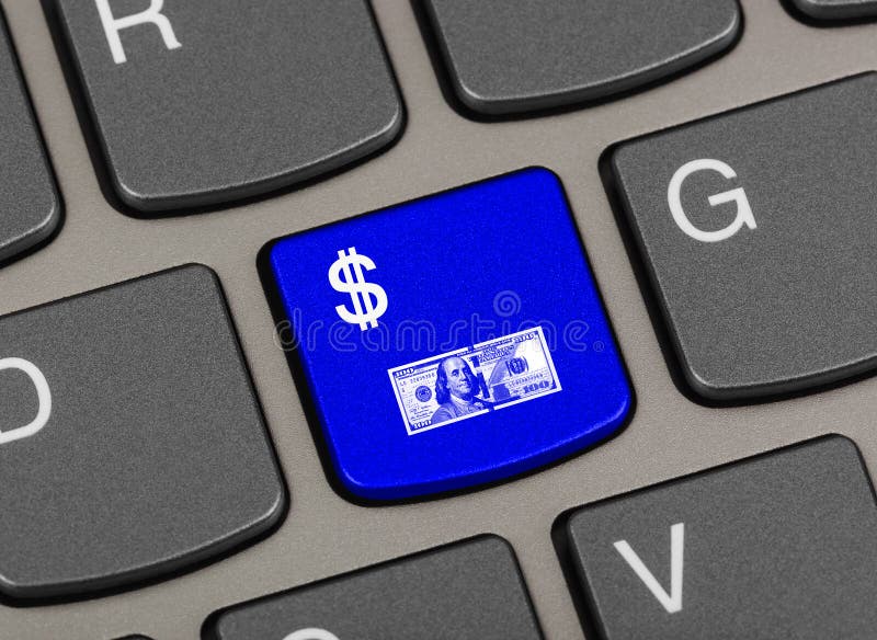 Keyboard with money stock photo. Image of success, loan - 15691388