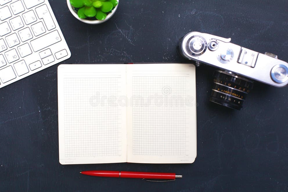 Computer Keyboard, Mouse and Camera Lie on Table Stock Image - Image of ...