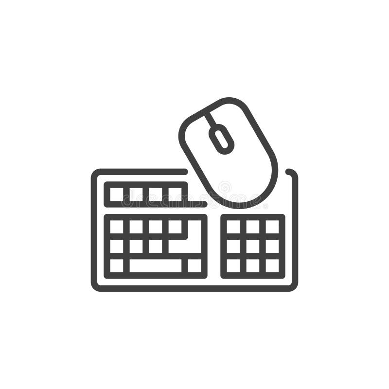Computer Keyboard and Mouse Line Icon Stock Vector - Illustration of ...