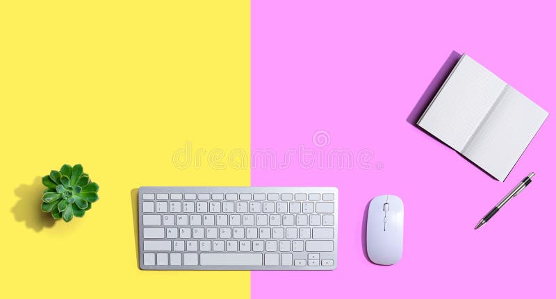 Computer Keyboard and Mouse with Notebook Stock Photo - Image of color ...
