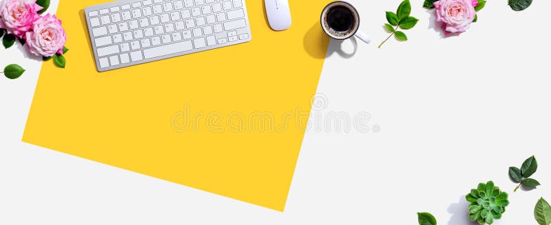 Computer Keyboard and a Mouse with Pink Roses Stock Photo - Image of ...