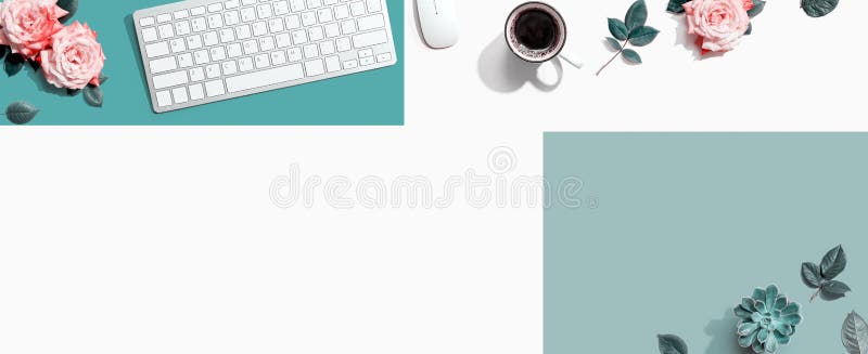 Computer Keyboard and a Mouse with Pink Roses Stock Image - Image of ...