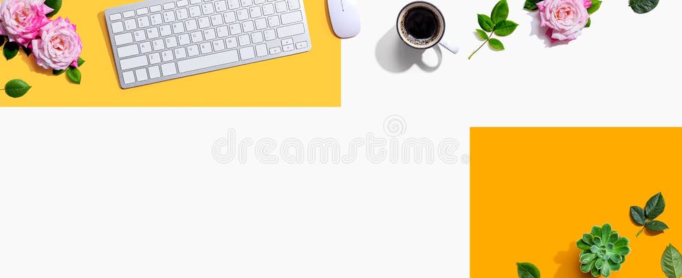 Computer Keyboard and a Mouse with Pink Roses Stock Illustration ...