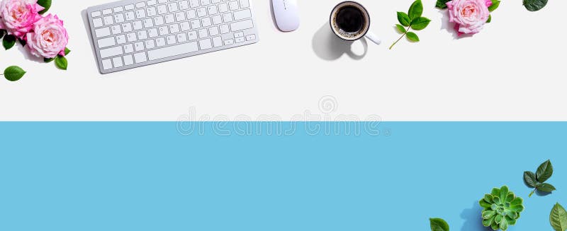 Computer Keyboard and a Mouse with Pink Roses Stock Photo - Image of ...