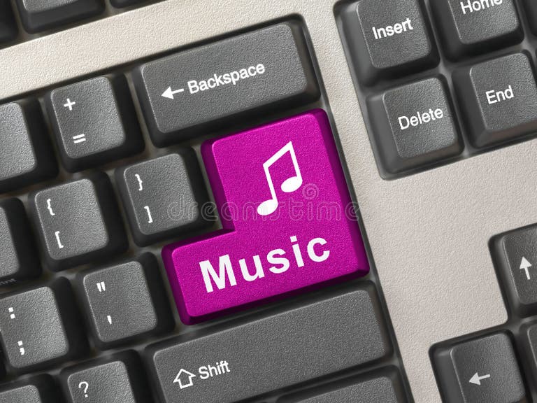Computer Keyboard with Music Key Stock Image - Image of technology ...