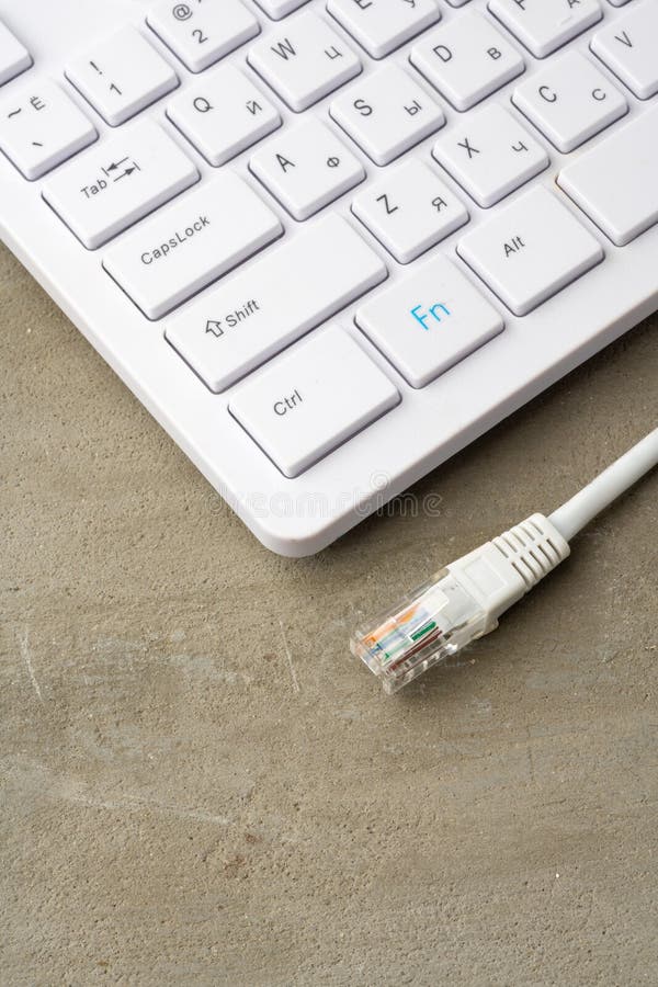 Computer Keyboard with Network Cable Close Up Photo Stock Photo - Image ...