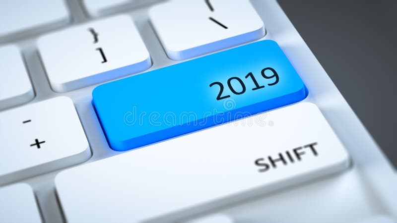Computer Keyboard New Year 2019 Stock Illustration - Illustration of ...