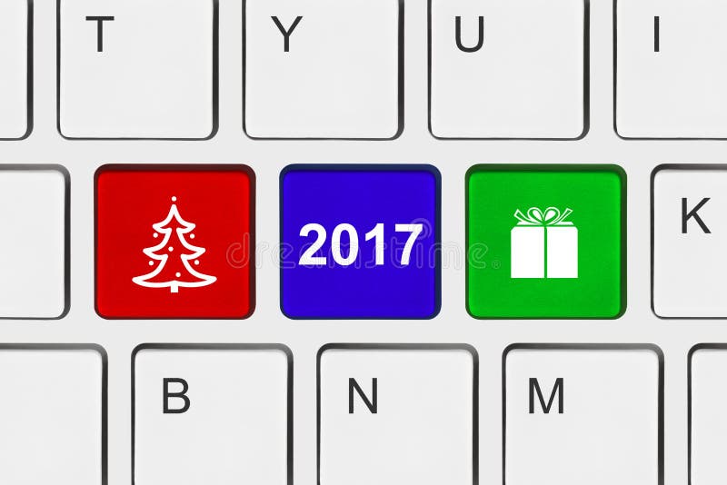 Computer Keyboard with New Year Keys Stock Image - Image of merry ...