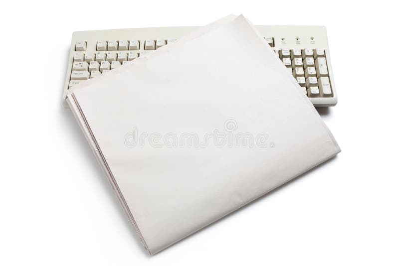 Computer Keyboard and Newspaper Stock Photo - Image of paper, isolated ...