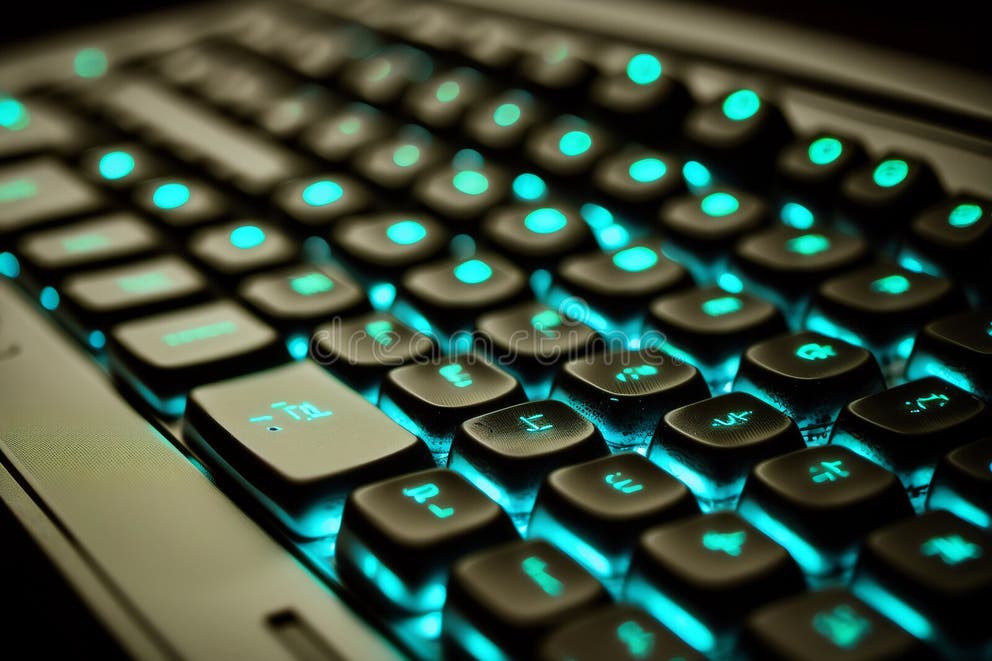 Computer Keyboard at Night Close-up. AI Generated Stock Illustration ...