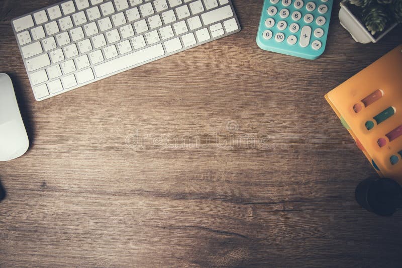 Computer Keyboard with Notebook and Calculator Stock Image - Image of ...