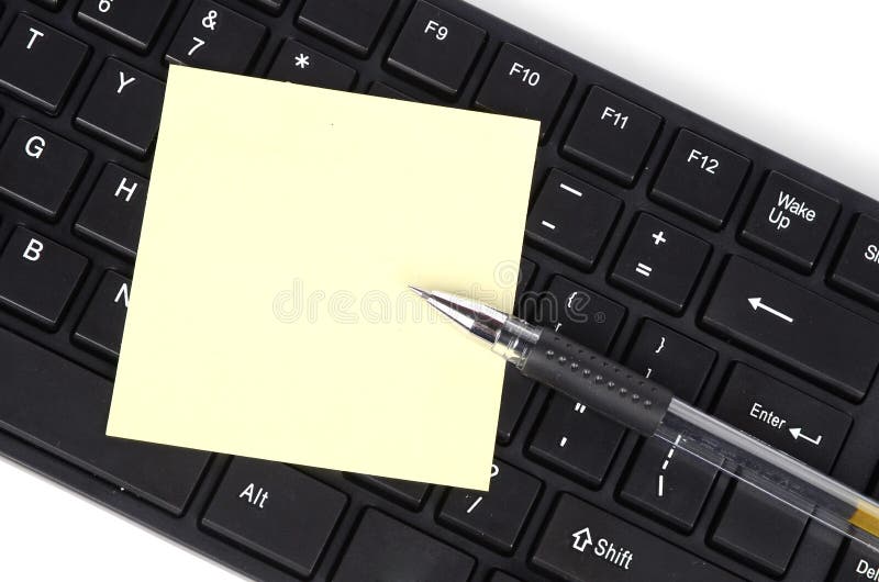 Pen, Notepaper and Computer Keyboard Stock Photo - Image of laptop ...