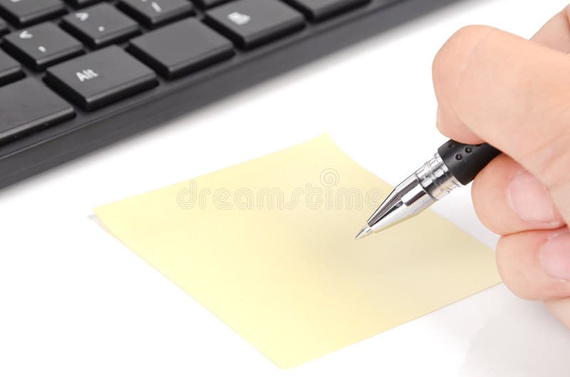 Pen, Notepaper and Computer Keyboard Stock Photo - Image of laptop ...