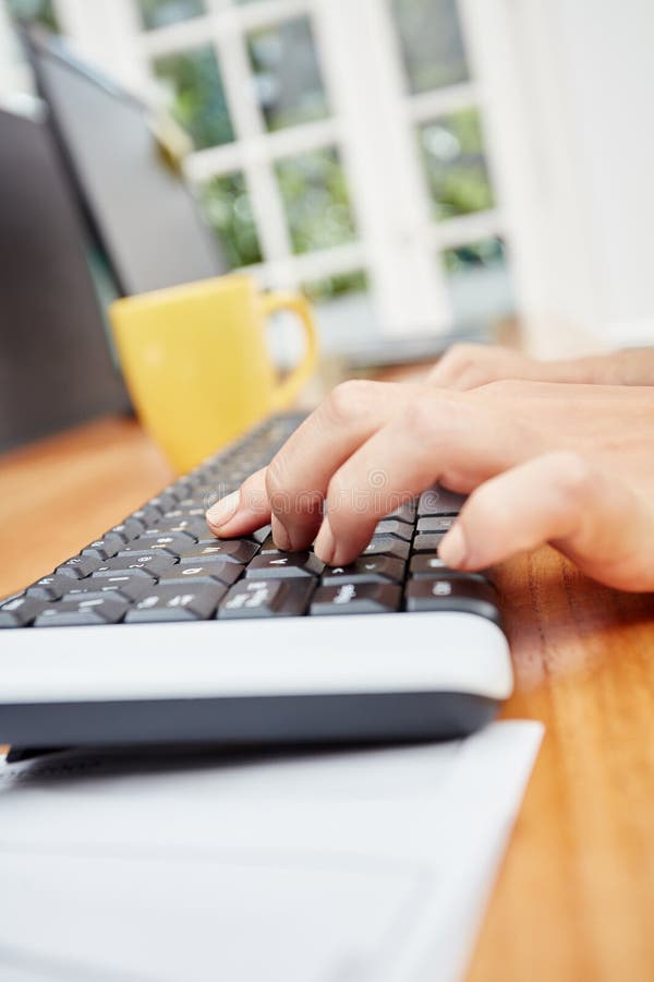 Typist in the Office Typing on Laptop Keyboard Stock Image - Image of ...
