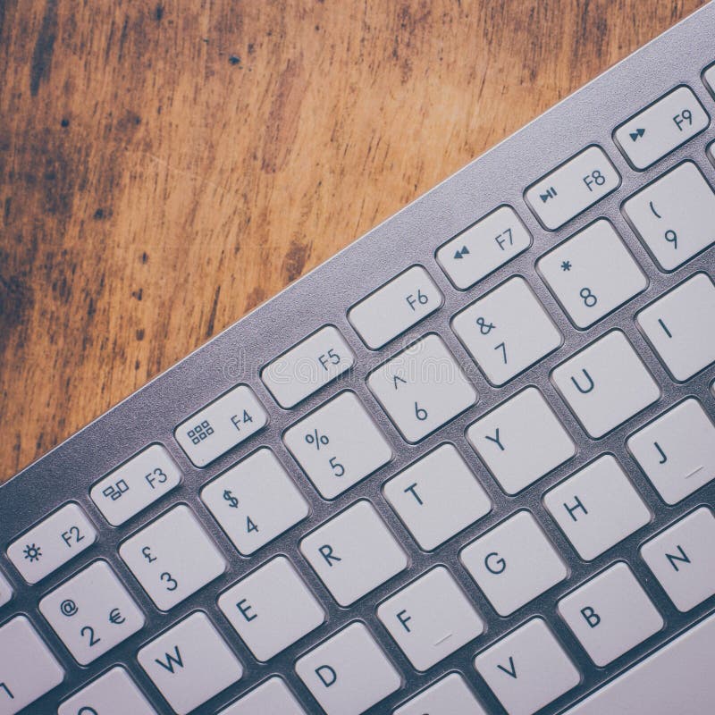 Computer Keyboard on Old Vintage Desk. Retro Effect Image Stock Image ...