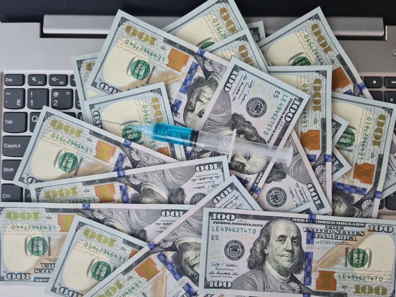 Computer Keyboard One Hundred Dollar Bill and Syringe with Needle Stock ... Computer Keyboard One Hundred Dollar Bill and Syringe with Needle Stock ...