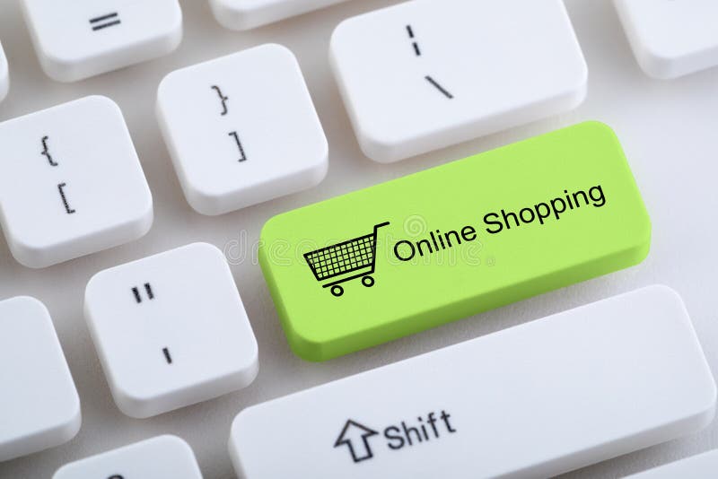 Computer Keyboard with Online Shopping Button Stock Image - Image of ...