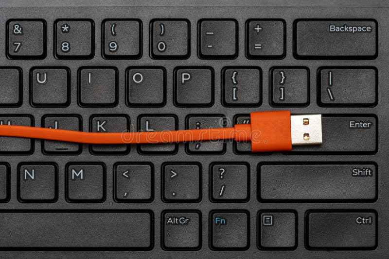 USB Plug on Computer Keyboard Stock Image - Image of communication ...