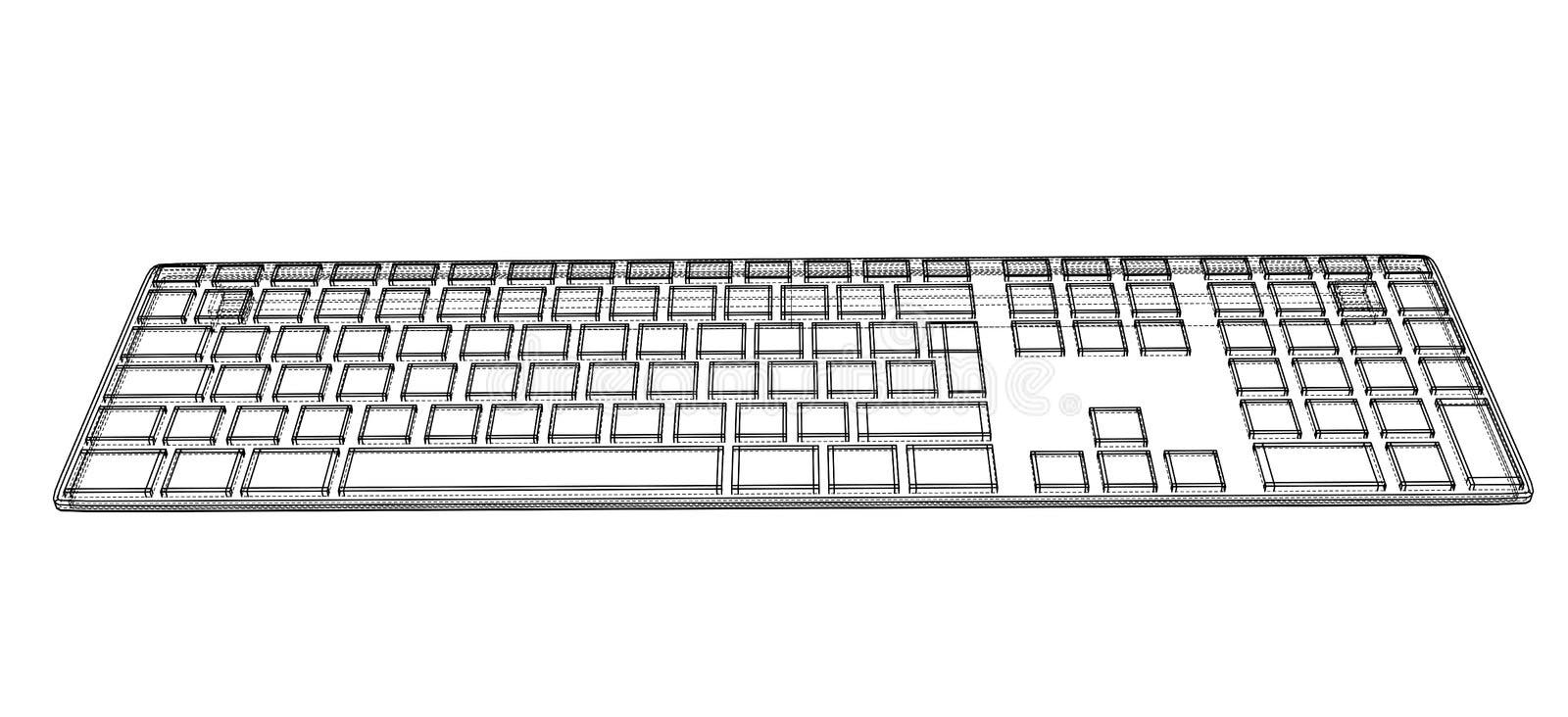 Computer Keyboard Vector Isolated Illustration. Black and White Version ...