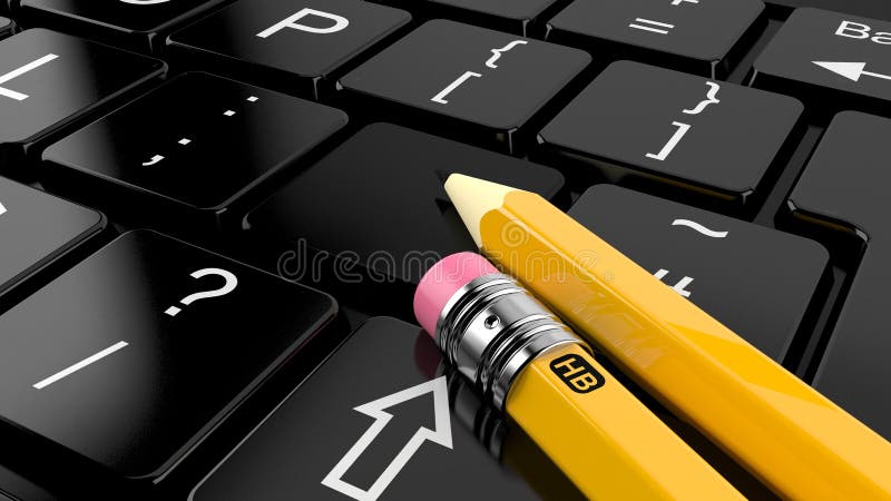 Computer Keyboard with Pencils Stock Illustration - Illustration of ...