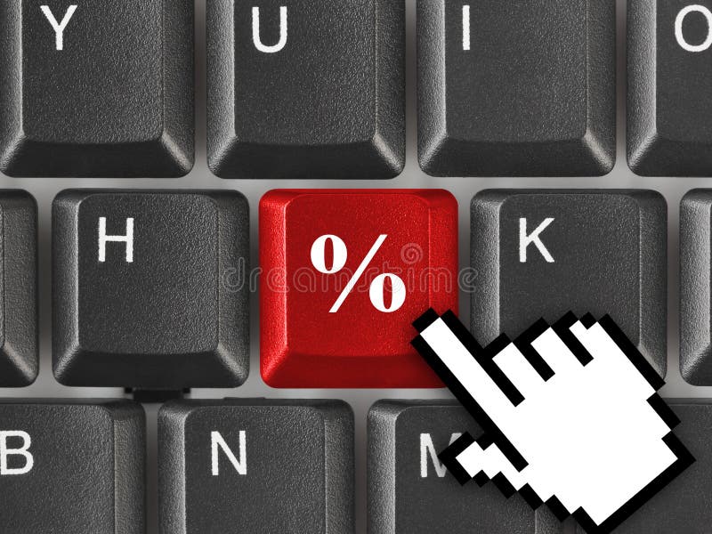 Computer Keyboard with Percent Key Stock Image - Image of earnings ...