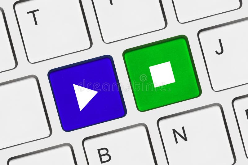 Computer Keyboard with Play and Stop Keys Stock Image - Image of player ...