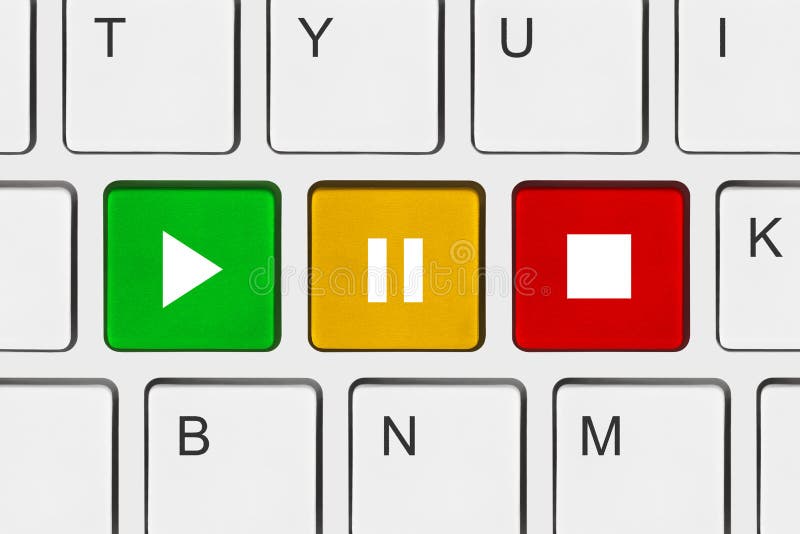 Computer Keyboard with Play and Stop Keys Stock Image - Image of menu ...