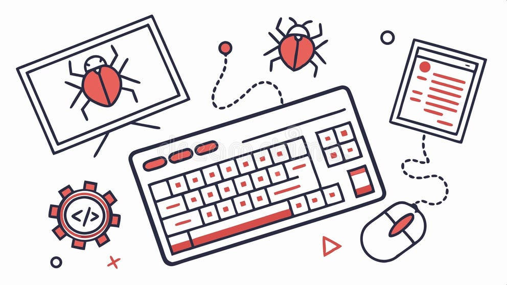 Computer Keyboard With Programming Code Icons Software And Tech Theme