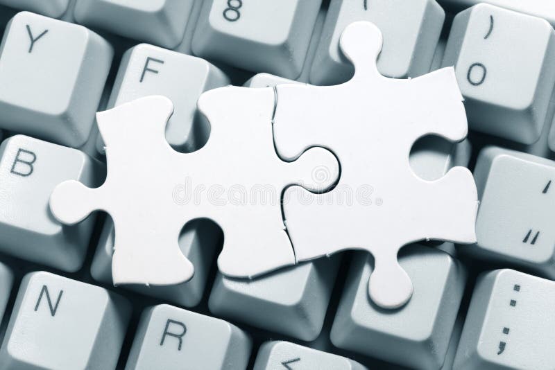 Computer Keyboard and Puzzle Stock Image - Image of strategy, success ...