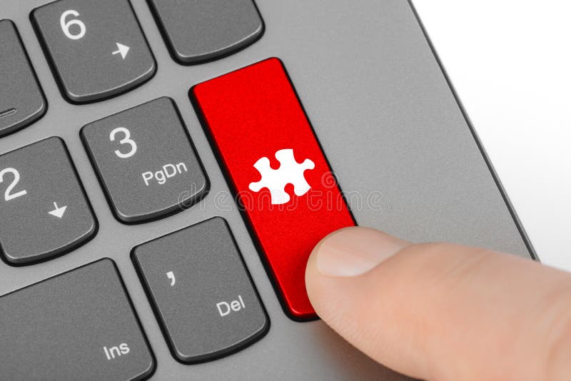 Computer Keyboard with Puzzle Key Stock Image - Image of idea, gray ...