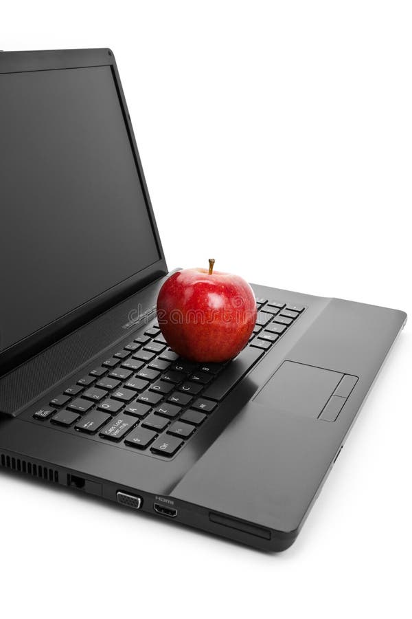 Computer Keyboard and Red Apple Stock Image - Image of keyboard, fruit ...