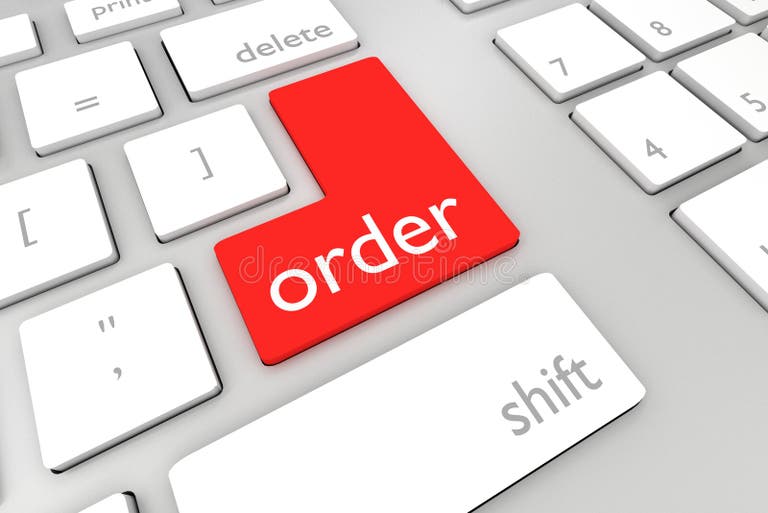 Computer Keyboard with Red Enter Button Order Stock Image - Image of ...