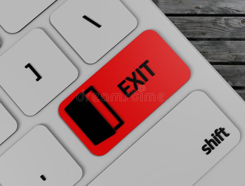 Computer Keyboard Red Exit Enter Key, 3d Render Stock Illustration ...