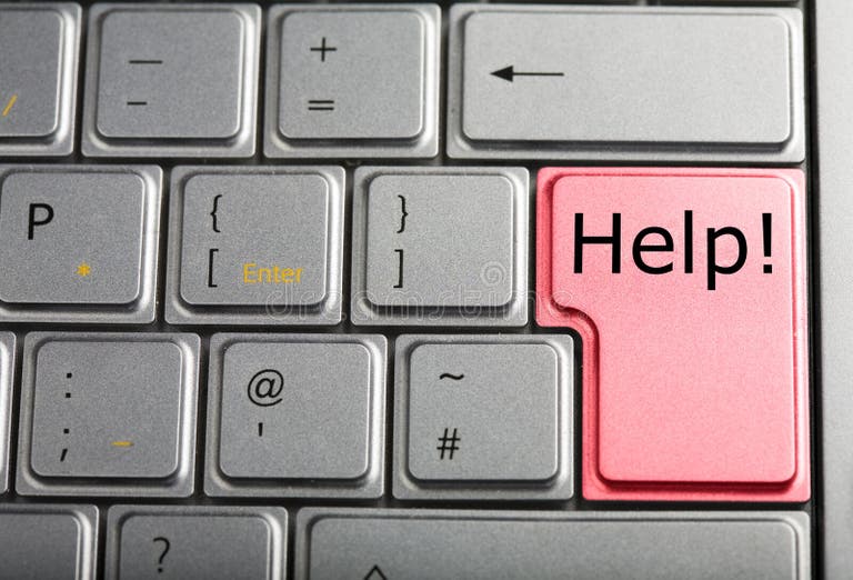 Computer Keyboard with Red Help Key Stock Photo - Image of support ...