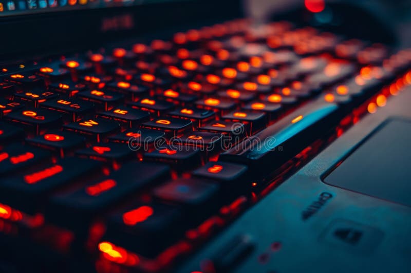 Computer Keyboard with Red Lights, an Input Device and Office Equipment ...